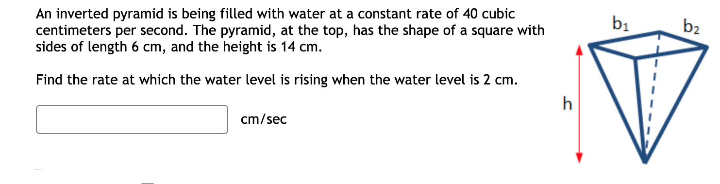 Solved An inverted pyramid is being filled with water at a | Chegg.com