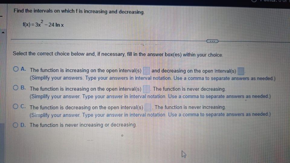 Solved Find the intervals on which f is increasing and | Chegg.com