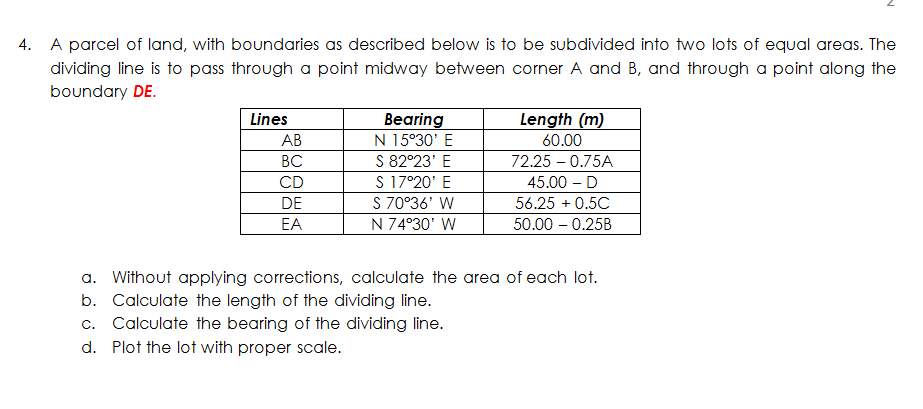 4. A parcel of land, with boundaries as described | Chegg.com