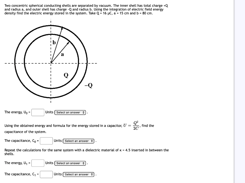 Solved Two concentric spherical conducting shells are | Chegg.com