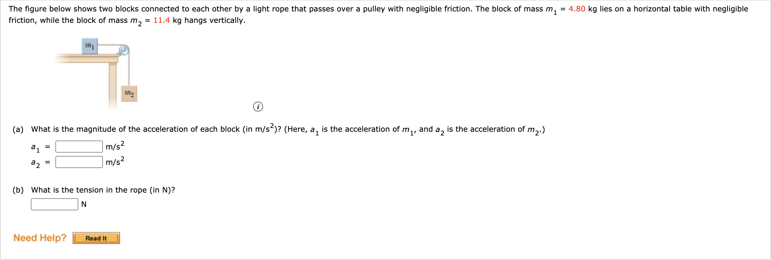 Solved The figure below shows two blocks connected to each | Chegg.com