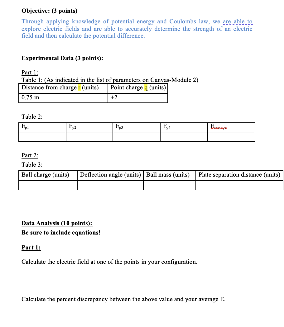 Solved Objective: (3 points) Through applying knowledge of | Chegg.com