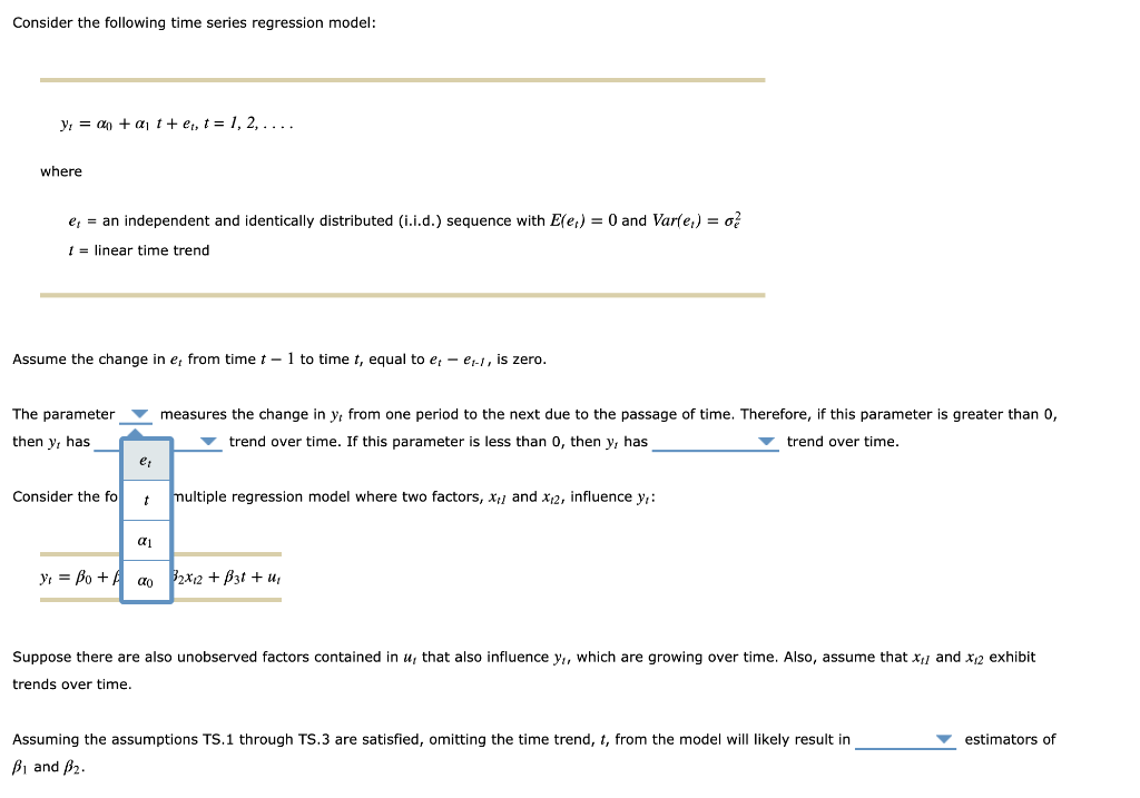 Solved Consider the following time series regression model: | Chegg.com