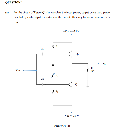 Solved QUESTION 1 (a) For the circuit of Figure Q1 (a), | Chegg.com