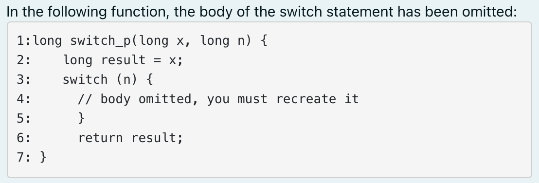 Solved In the following function, the body of the switch | Chegg.com