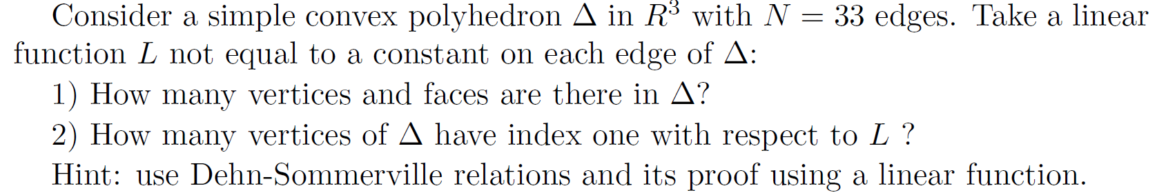 Solved Consider a simple convex polyhedron A in Rº with N = | Chegg.com