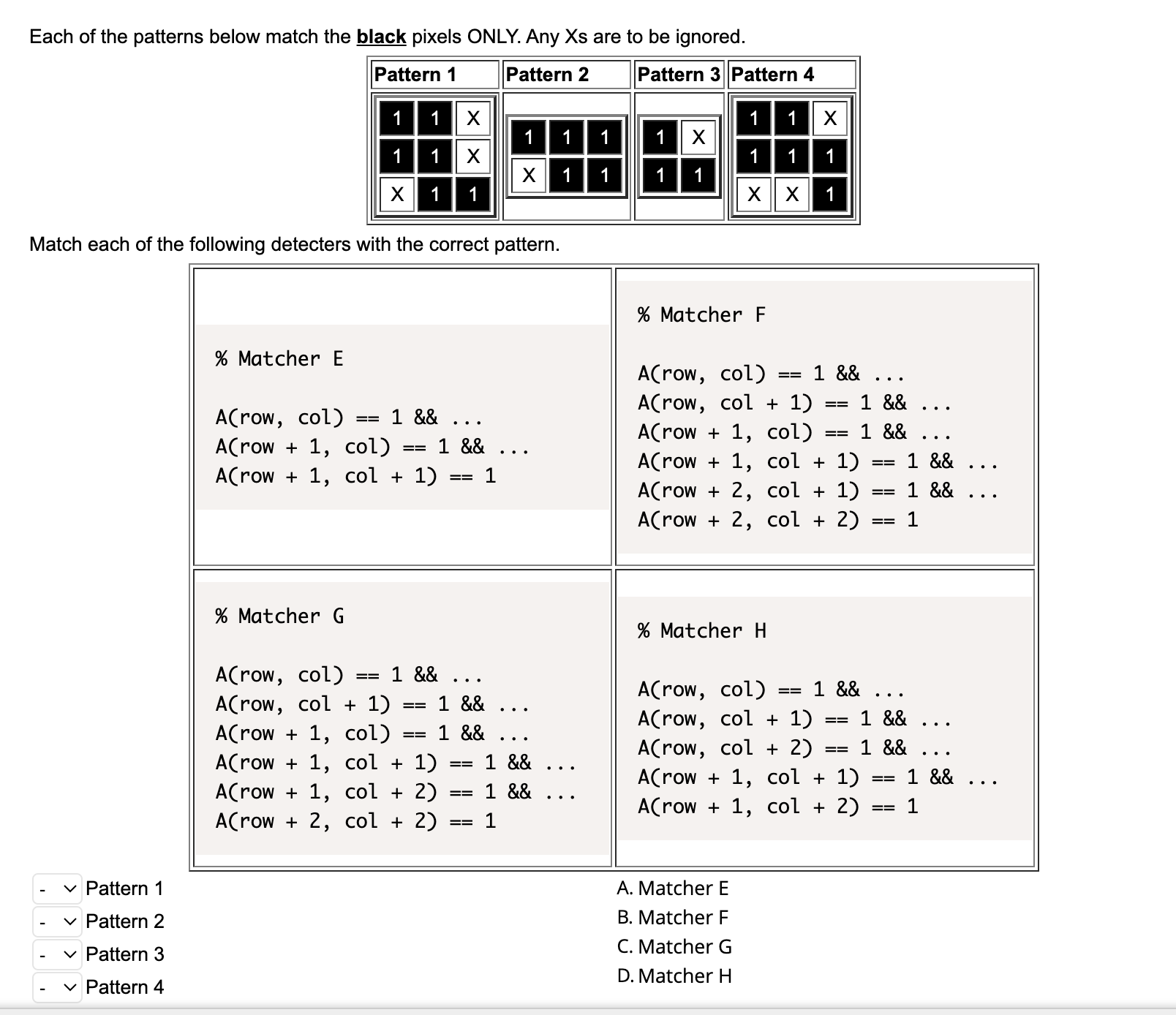 Solved A 3-by-1 pattern is defined by the 1's shown below. | Chegg.com
