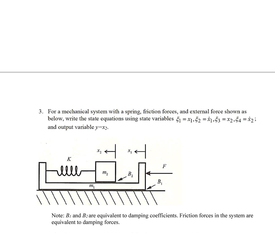 Solved 3. For a mechanical system with a spring, friction | Chegg.com