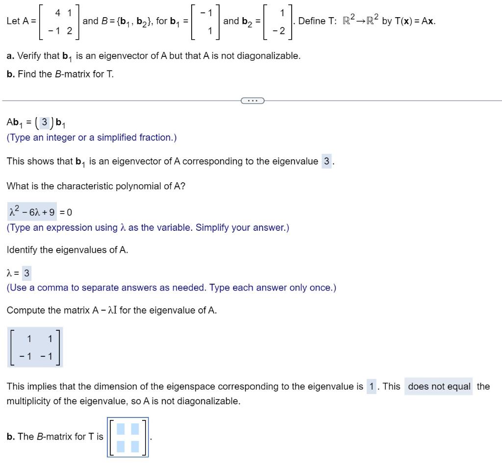 Solved Define T: R2 → R2 by T(x) = Ax. Find a basis B for R2 | Chegg.com