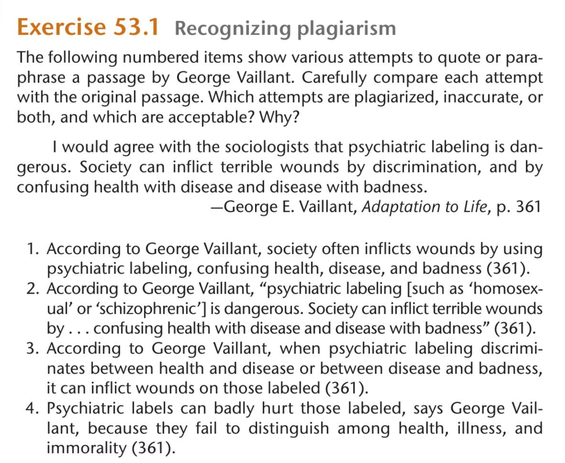Solved Exercise 53.1 Recognizing plagiarism The following | Chegg.com