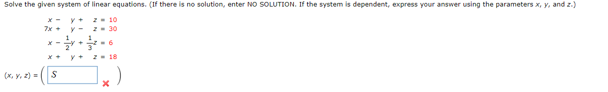 Solved Solve the given system of linear equations. (If there | Chegg.com