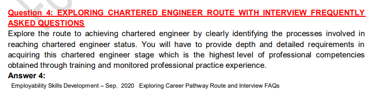 Question 4: EXPLORING CHARTERED ENGINEER ROUTE WITH | Chegg.com