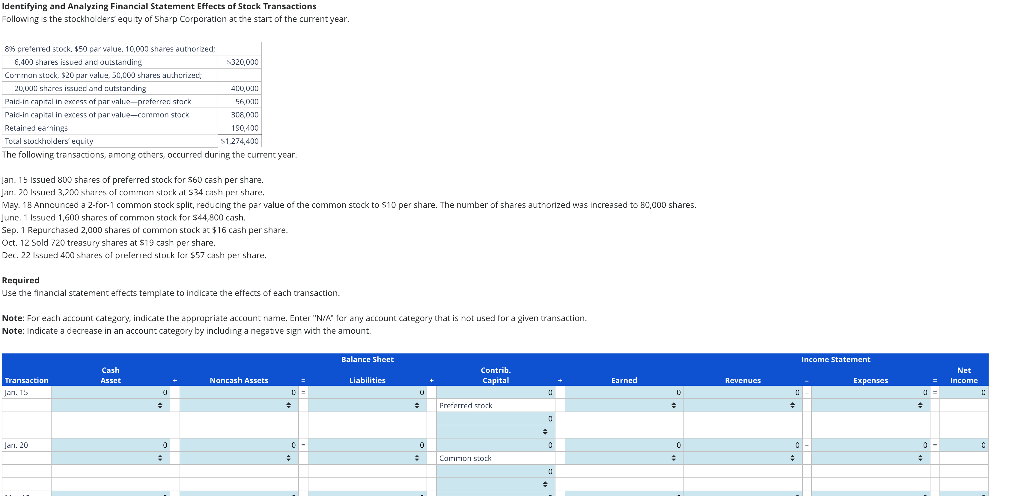 Solved Identifying and Analyzing Financial Statement Effects | Chegg.com
