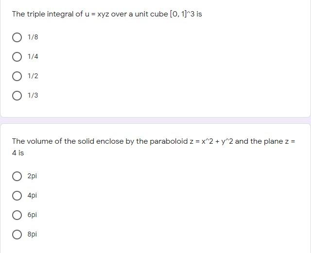 Solved The triple integral of u = xyz over a unit cube [0, | Chegg.com