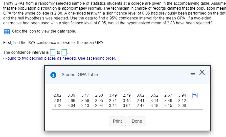 Solved Thirty GPAs from a randomly selected sample of | Chegg.com