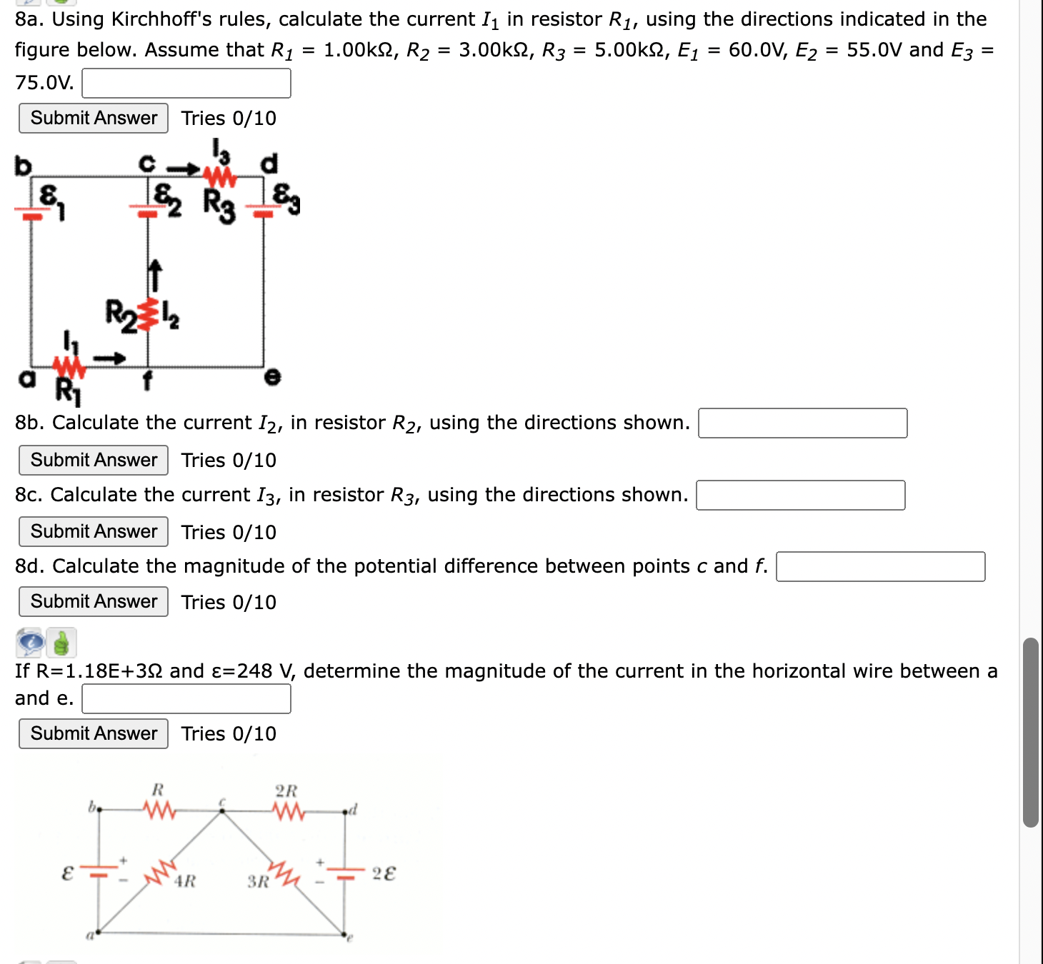 Solved 8a. Using Kirchhoff's rules, calculate the current I1 | Chegg.com