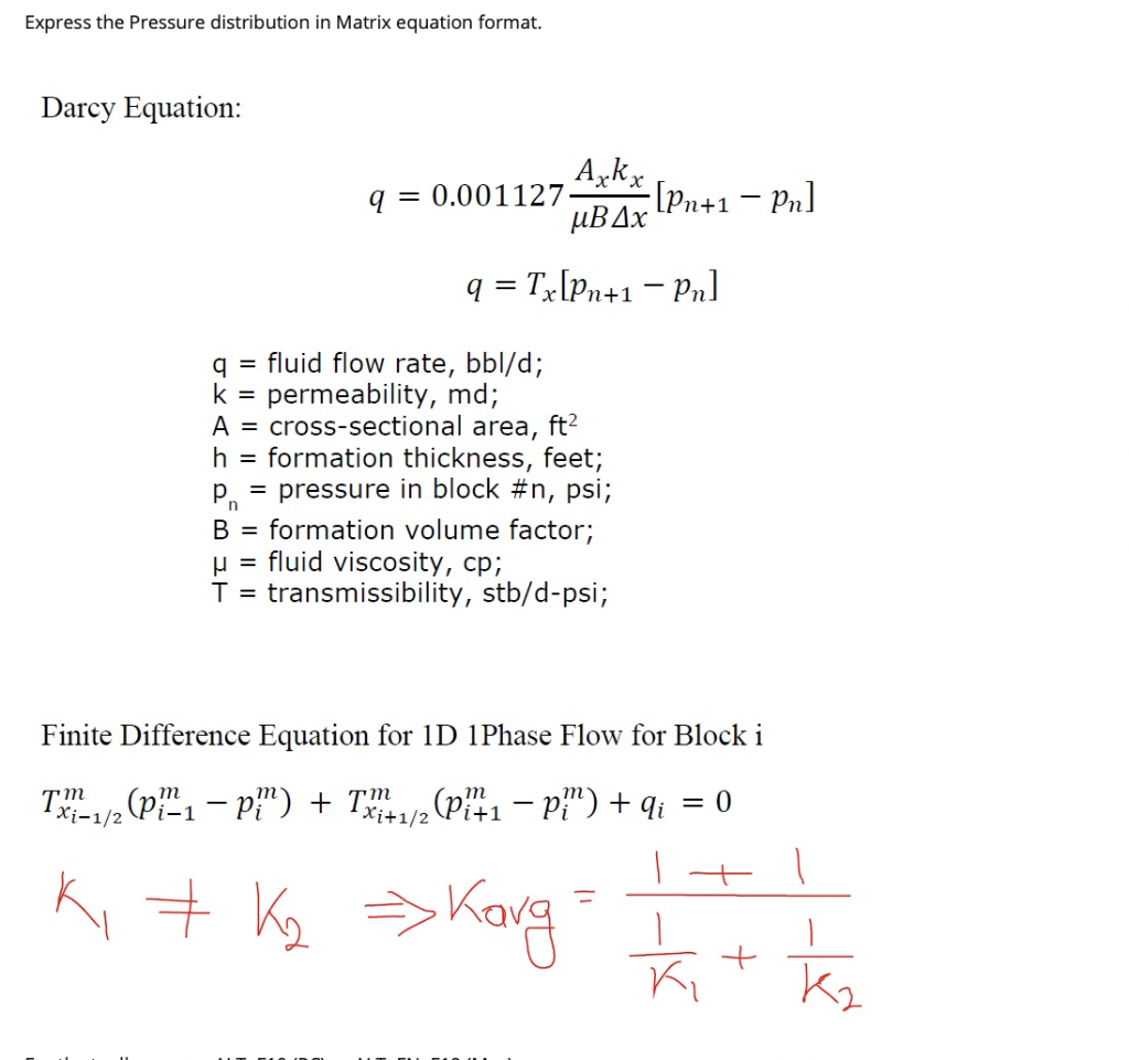 Solved Express the Pressure distribution in Matrix equation | Chegg.com