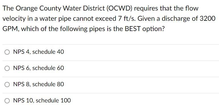 Solved The Orange County Water District (OCWD) requires that | Chegg.com