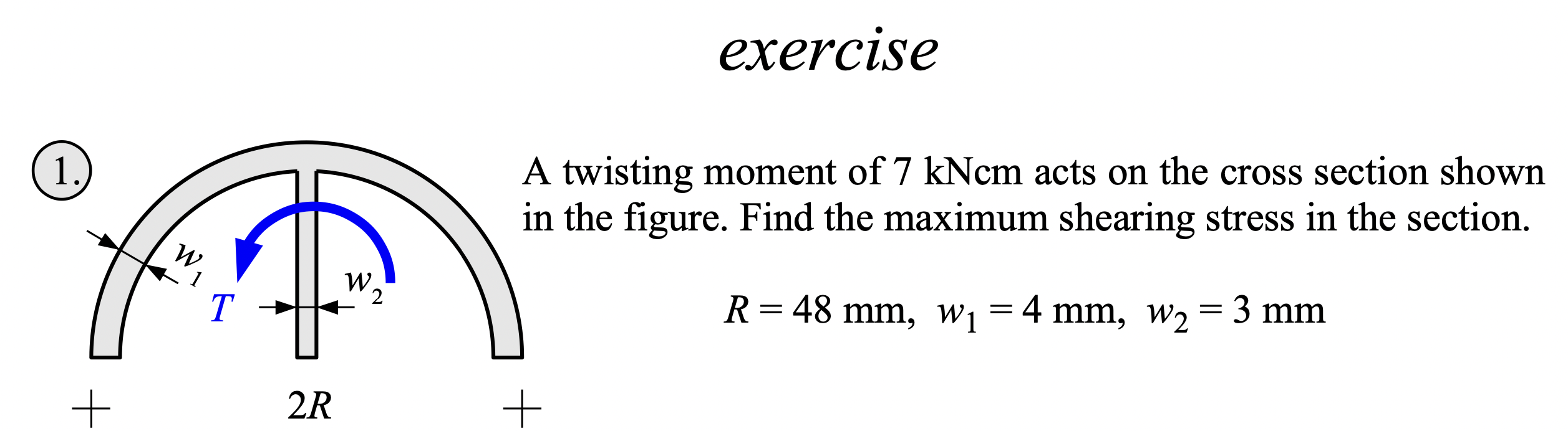 Solved exercise I twisting moment of 7kNcm acts on the cross | Chegg.com