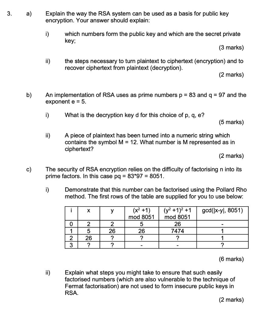 Solved 3. a) Explain the way the RSA system can be used as a | Chegg.com