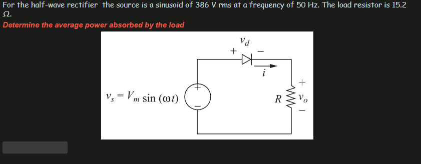 Solved For the half-wave rectifier the source is a sinusoid | Chegg.com