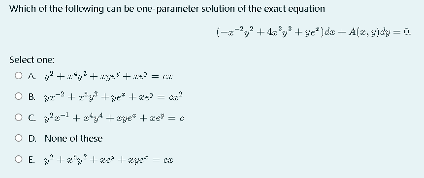 Solved Which of the following can be one-parameter solution | Chegg.com