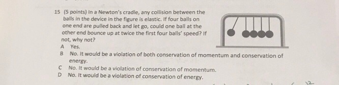 Solved 15 (S points) In a Newton's cradle, any collision | Chegg.com