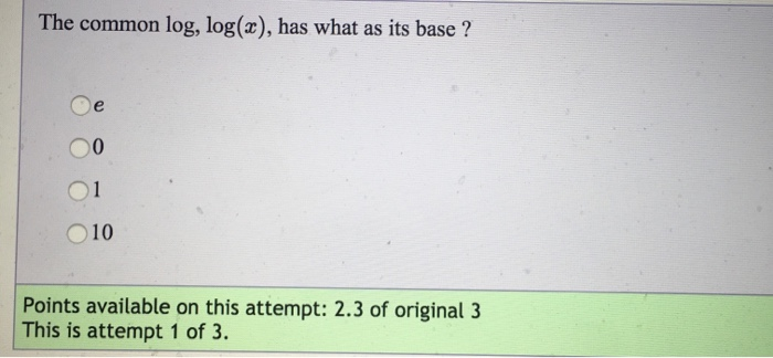 Solved Which of the following is equivalent to log, (c) = a | Chegg.com