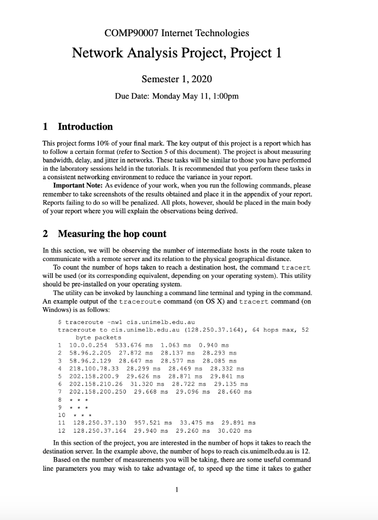 COMP90007 Internet Technologies Network Analysis | Chegg.com