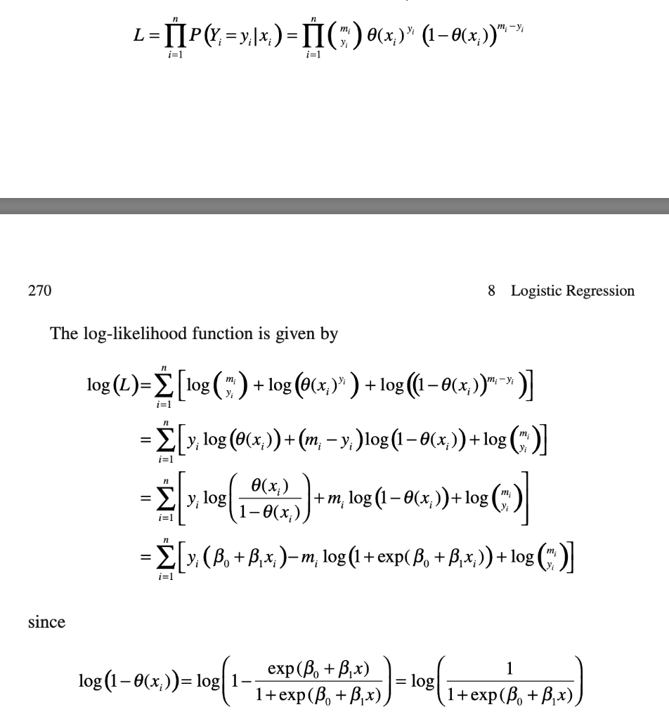 Solved 1. For the model log1−θ(x)θ(x)=β0+β1x, (a) Show that | Chegg.com