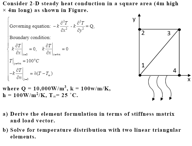 Solved Consider 2-D steady heat conduction in a square area | Chegg.com Solved Consider 2-D steady heat conduction in a square area | Chegg.com