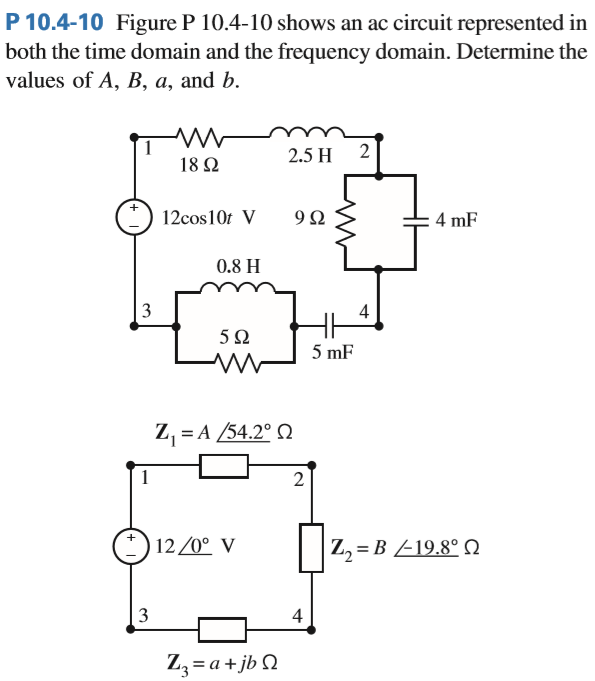 Solved P 10.4-10 Figure P 10.4-10 shows an ac circuit | Chegg.com