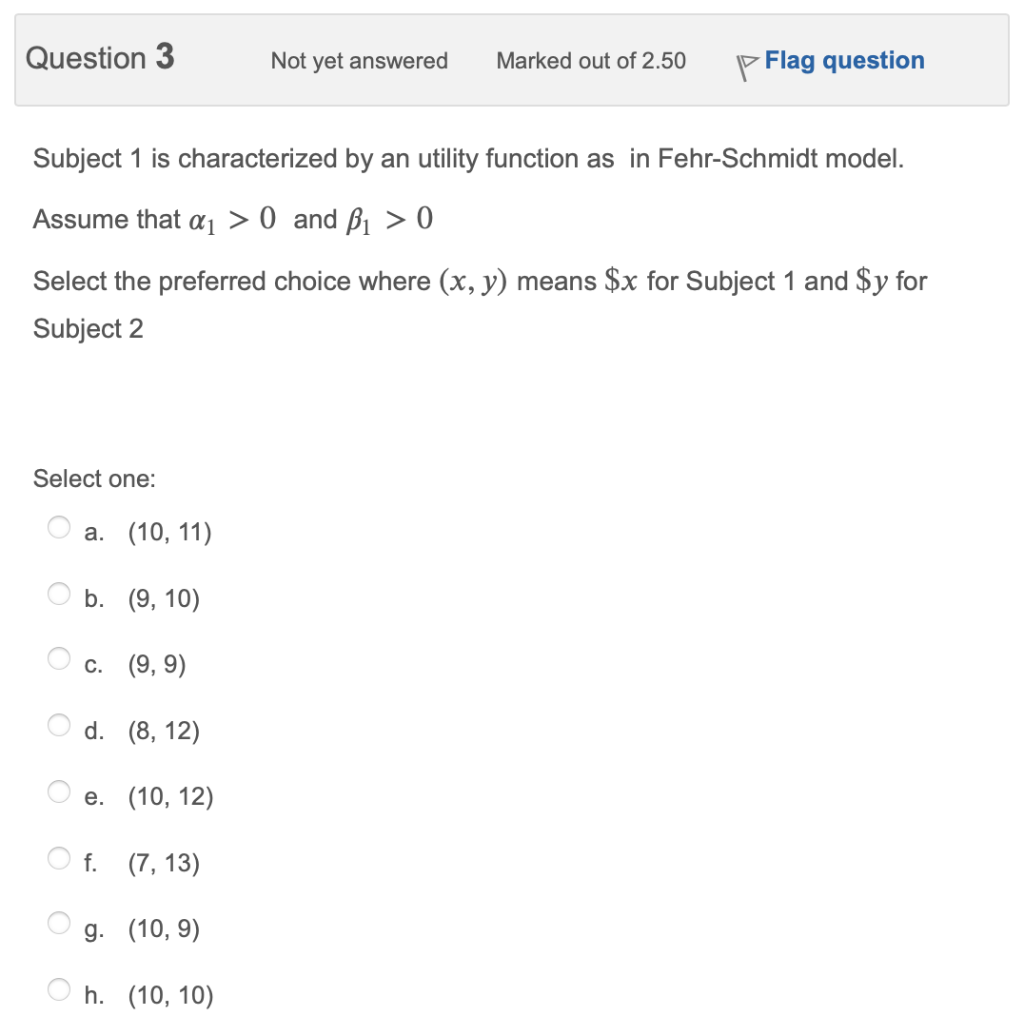Subject 1 is characterized by an utility function as | Chegg.com
