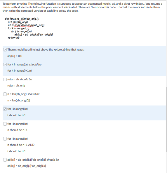 To perform pivoting The following function is | Chegg.com