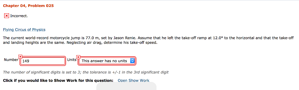 Solved Chapter 04, Problem 025 XIncorrect. Flying Circus of | Chegg.com
