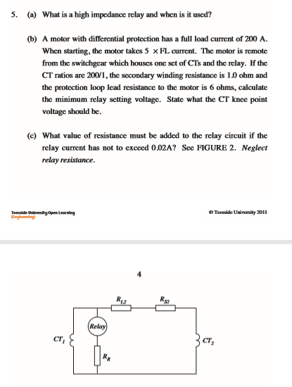 Solved 5. (a) What is a high impedance relay and when is it | Chegg.com