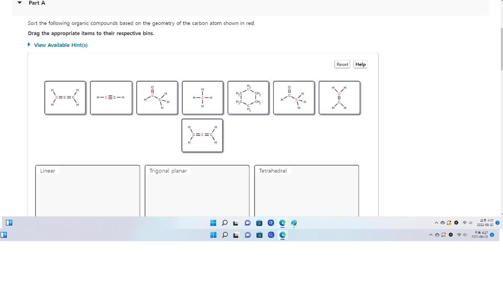 Solved Sort the following organic compounds based on the | Chegg.com