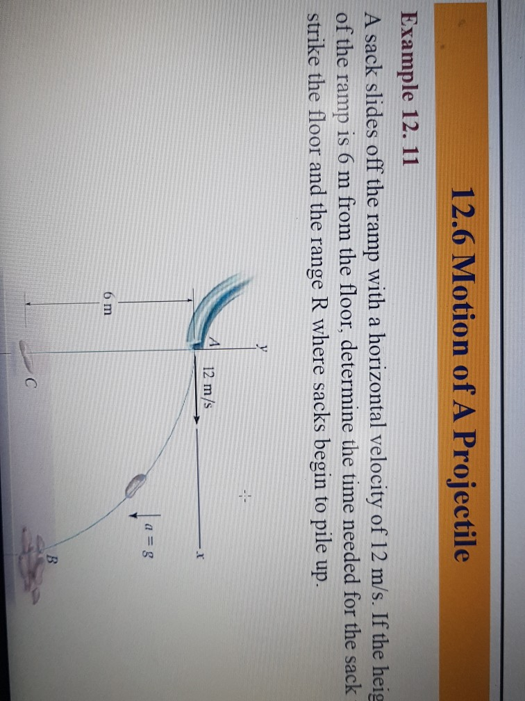Solved 12.6 Motion of A Projectile Example 12. 11 A sack | Chegg.com