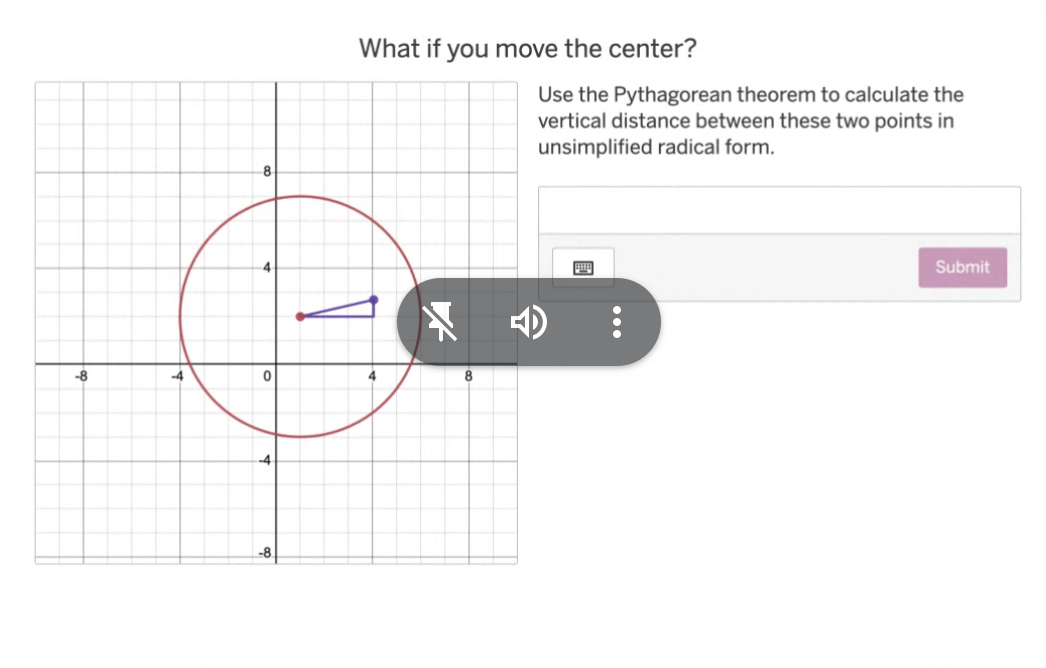 Solved What if you move the center?Ise the Pythagorean | Chegg.com