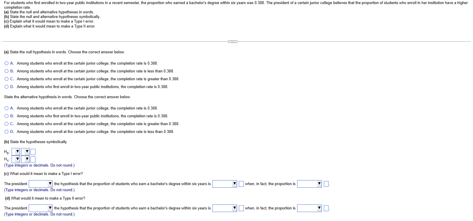 Solved completion rate.(a) ﻿State the null and alternative | Chegg.com