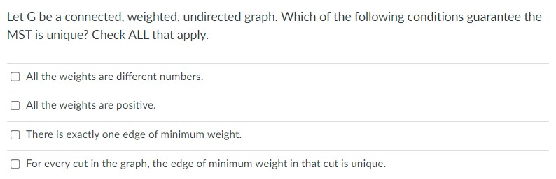Solved Let G be a connected, weighted, undirected graph. | Chegg.com