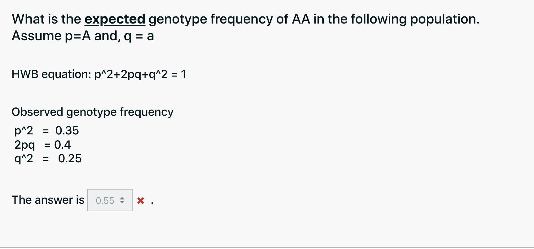 Solved What is the expected genotype frequency of AA in the | Chegg.com