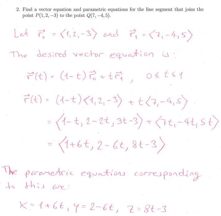 Solved 2. Find a vector equation and parametric equations | Chegg.com