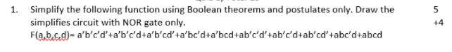 Solved 5 1. Simplify the following function using Boolean | Chegg.com