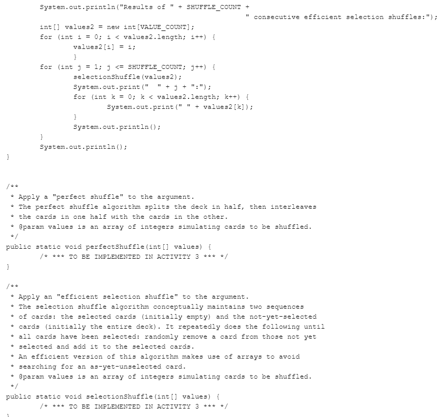 Solved Activity 3: Shuffling the Cards in a Deck | Chegg.com