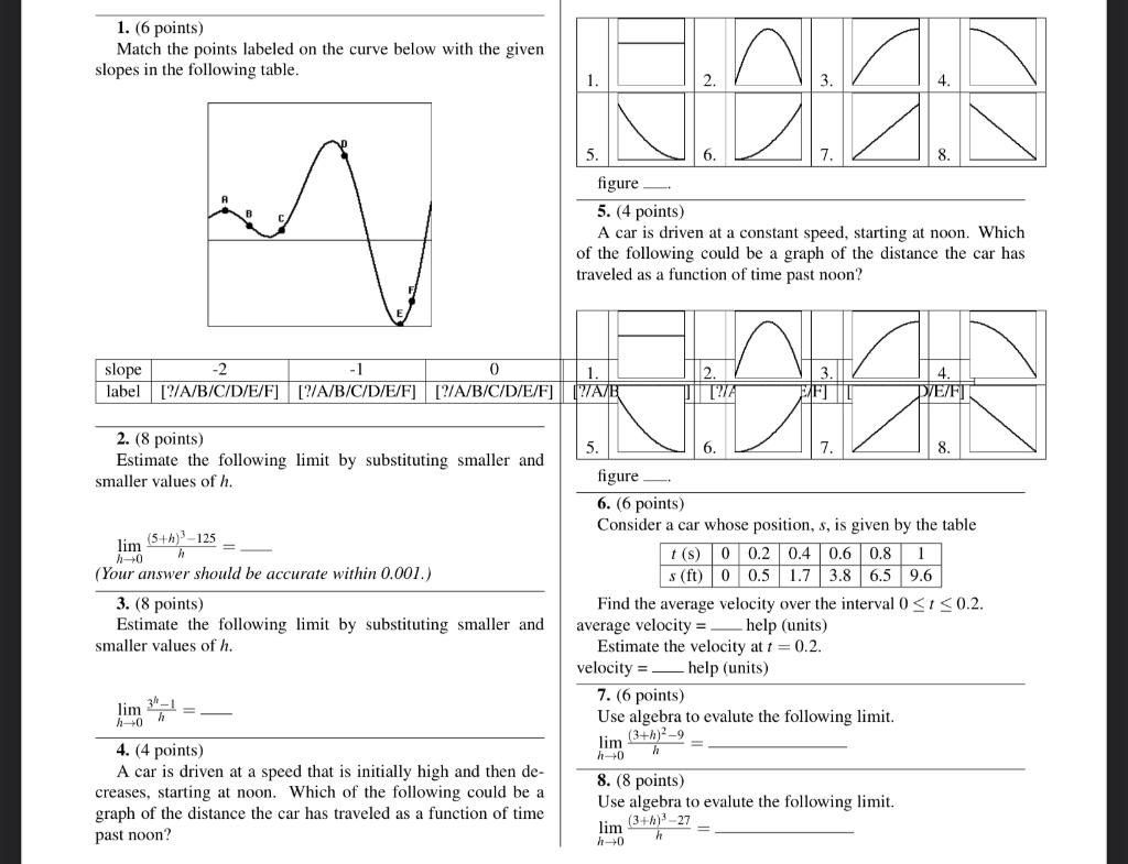 Solved 1. (6 points) Match the points labeled on the curve | Chegg.com Solved 1. (6 points) Match the points labeled on the curve | Chegg.com