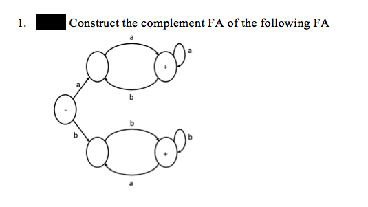 Solved 1. Construct the complement FA of the following FA | Chegg.com Solved 1. Construct the complement FA of the following FA | Chegg.com