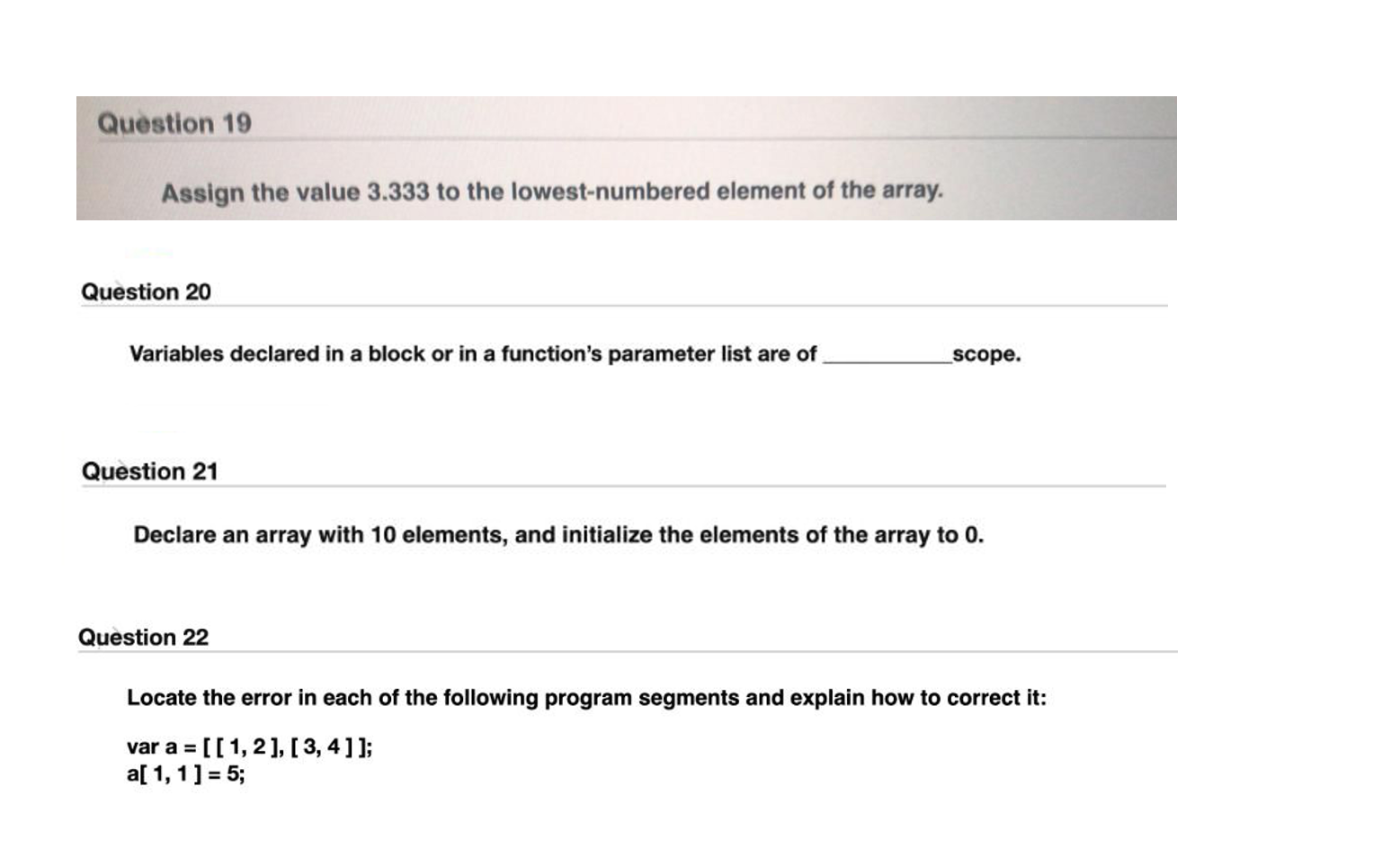 Solved Question 19 Assign the value 3.333 to the | Chegg.com