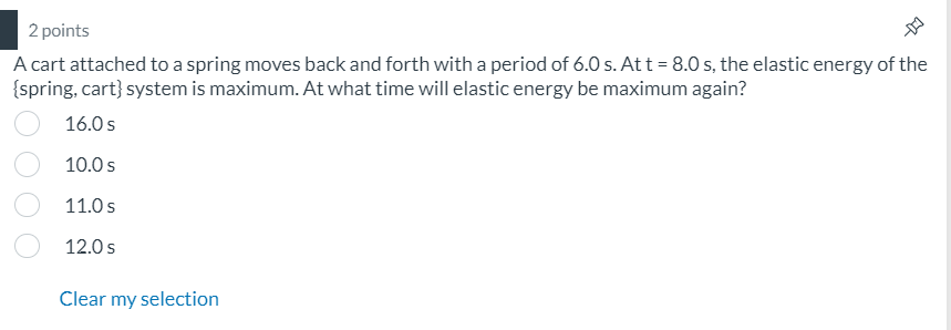 Solved A cart attached to a spring moves back and forth with | Chegg.com