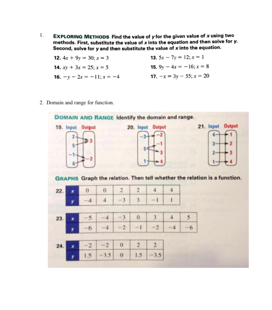 Solved 1. EXPLORING METHODS Find the value of y for the | Chegg.com